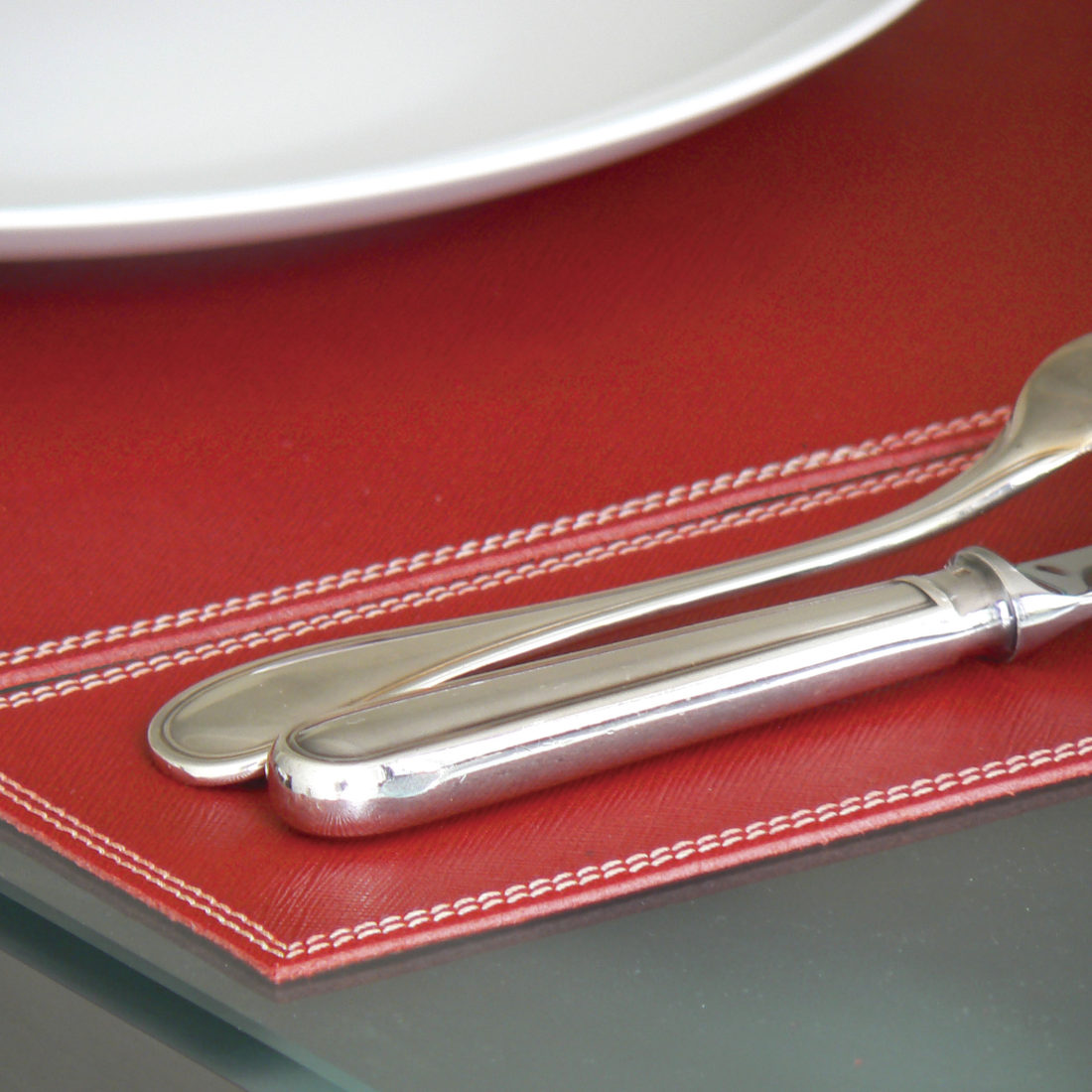 Set de table DUO en cuir coloris Rouge - MIDIPY